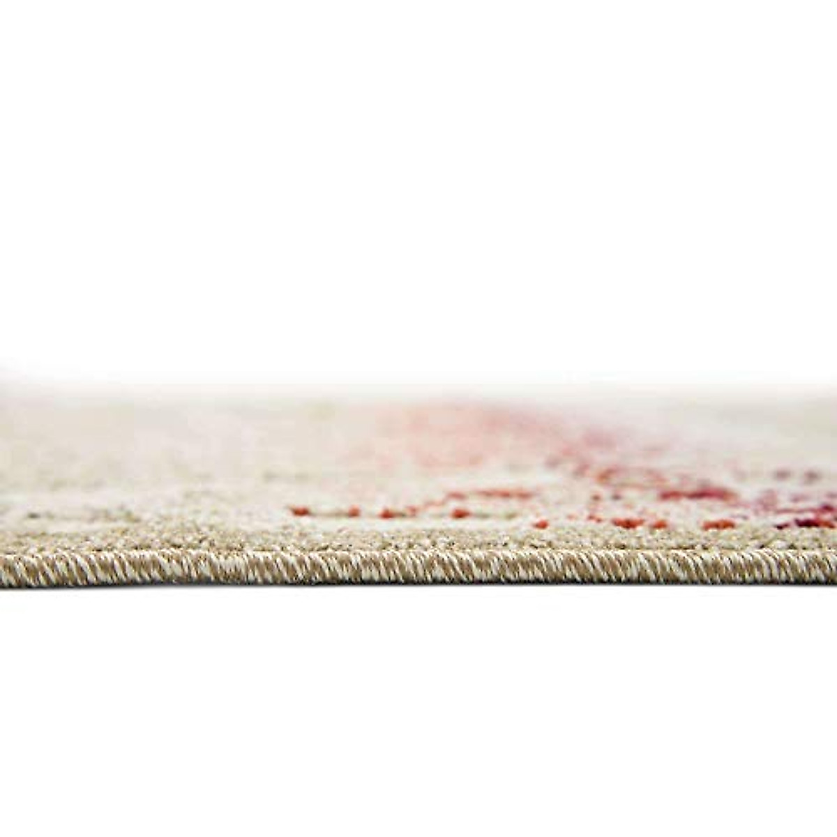 Unique Loom Modern Collection Distressed, High-Low Pile, Abstract, Vintage, Indoor and Outdoor Area Rug, 6 ft x 9 ft, Beige/Light Brown