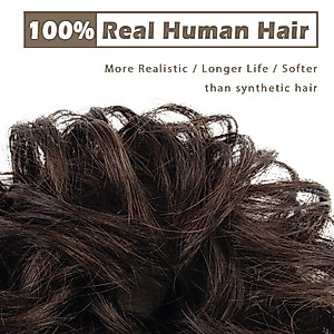 BARSDAR 100% Human Hair Bun Extension - Human Hair Messy Bun Hairpieces Brown Hair Bun Extensions for Women - Real Human Hair Bun Natural Hair Bun Scrunchies Updo Chignons Daily - Dark Brown