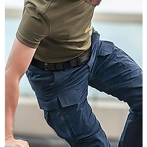 KEMISANT Mens Belt, Military Tactical Stretch Web Nylon Belt For Gift Men Hiking Hunting 1.5",Cut For Fit(Black,34"-38" Waist Adjustable)