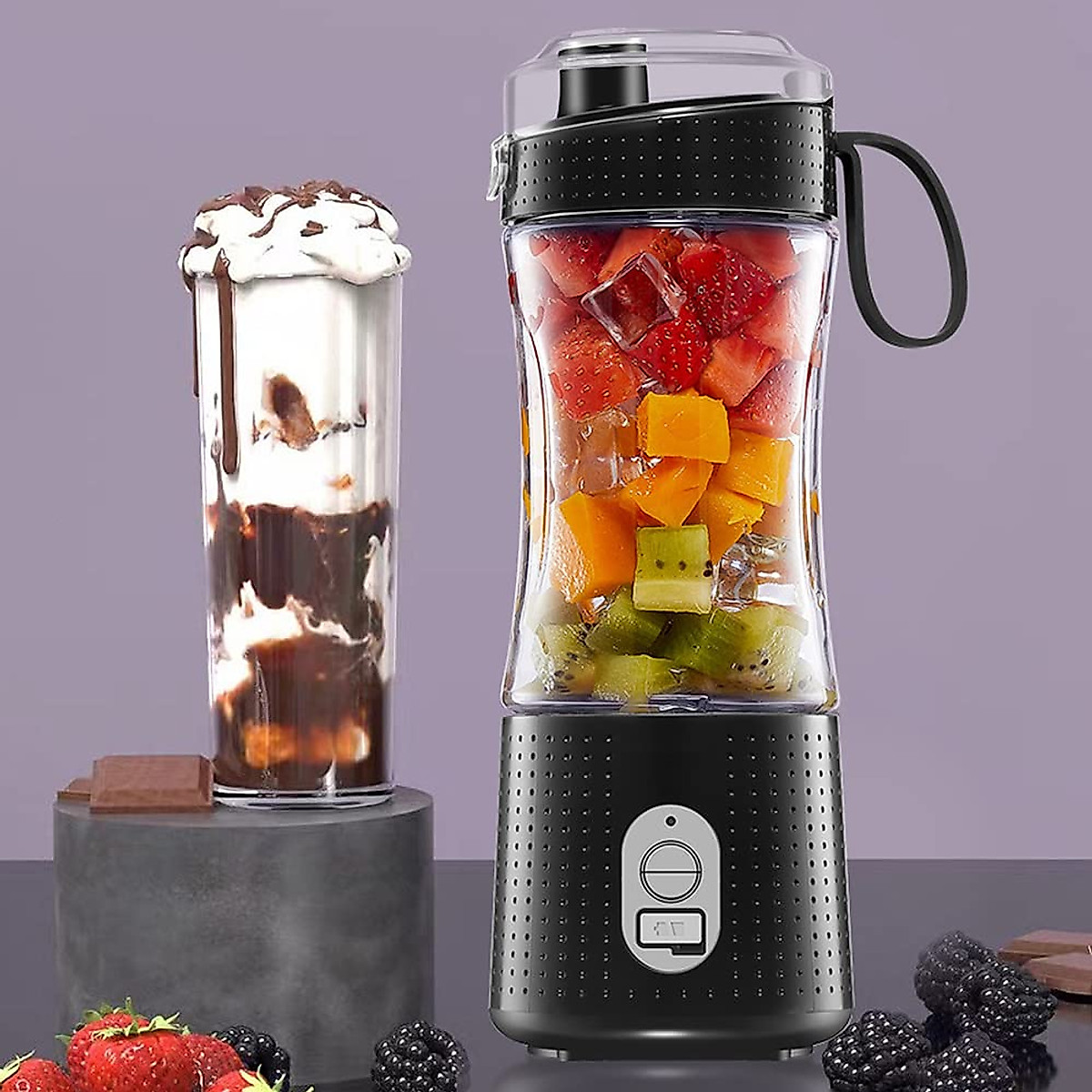 Irfora Portable Blender for Shakes and Smoothies Size Single Serve Travel Fruit Juicer Mixer Cup with Reable 4000mAh USB Reable Battery Small Electric Individual Mini Blender for Juice