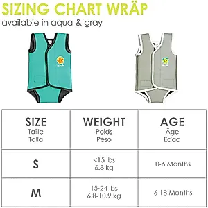 bblüv Wräp Kids Wetsuit Swim Vest - Warm Neoprene Baby and Toddler Swim Vest for Boys and Girls, with Velcro Adjustment, SPF Protection and Carrying Bag (Aqua, Medium)