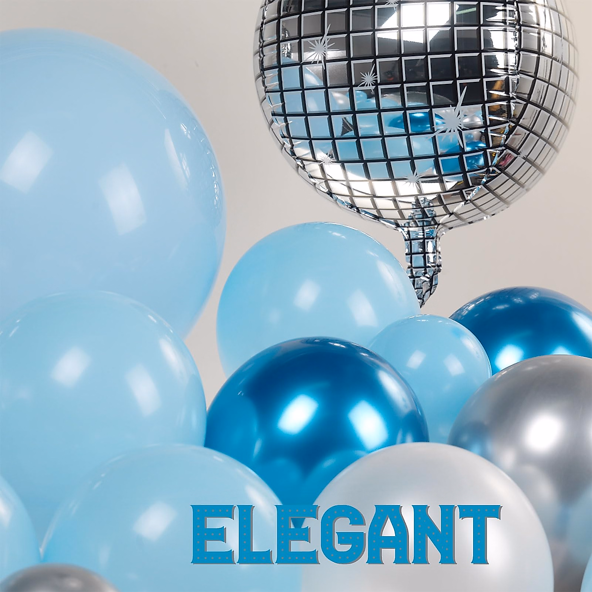 Winter Chrome Blue and silver white Balloon Garland Arch kit with Blue pearl white Disco Ball Balloons for boy baby shower Birthday 2025 Graduation Prom Party Decorations (Blue silver white)