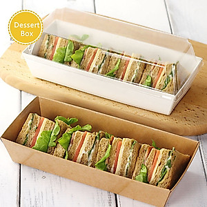 Sandwich Craft Paper Box with Clear Lids 20 Sets (Brown)