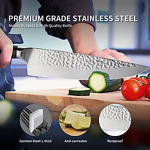 AIXIHOM Chef Knife 8 inch Kitchen Knife,Professional Japanese Chefs Knife for Cooking,Carbon Stainless Steel Sharp Cutting Chef Knives with Ergonomic Handle & Gift Box