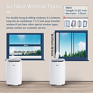 DuraComfort Portable Air Conditioners,11000 BTU(ASHRAE) /7000 BTU (SACC),Powerful AC Unit with Remote Controller,Cooling,Built-in Dehumidifier,Fan Modes,Reusable Filter,Up to 300 Sq.Ft