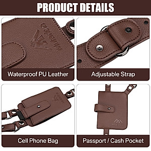 Anti-Theft Hidden Underarm Strap Wallet Phone Holster Bag Leisure PU Leather Shoulder Pouch Double Shoulder Pocket Sport Vest Outdoors (Coffee)