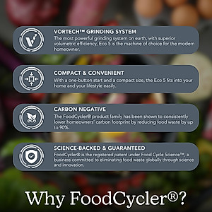 Eco 5 FoodCycler by Vitamix, Quiet, Odorless Food Waste Reducer, 5 Liters, White