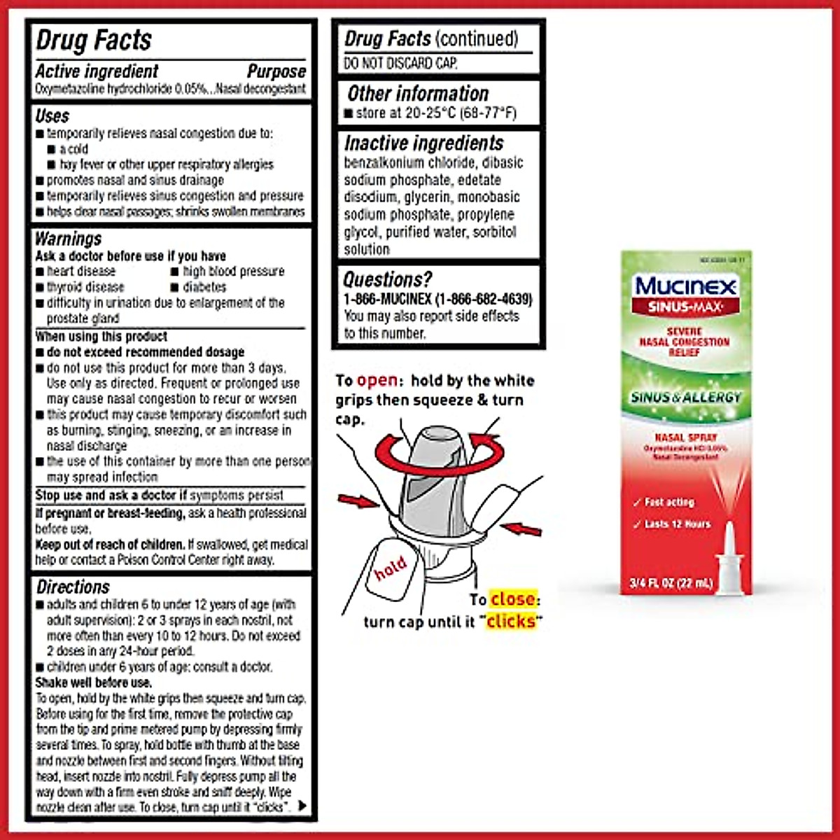 Mucinex Sinus-Max Severe Nasal Congestion Relief Sinus & Allergy Nasal Spray, 0.75 Fl Oz