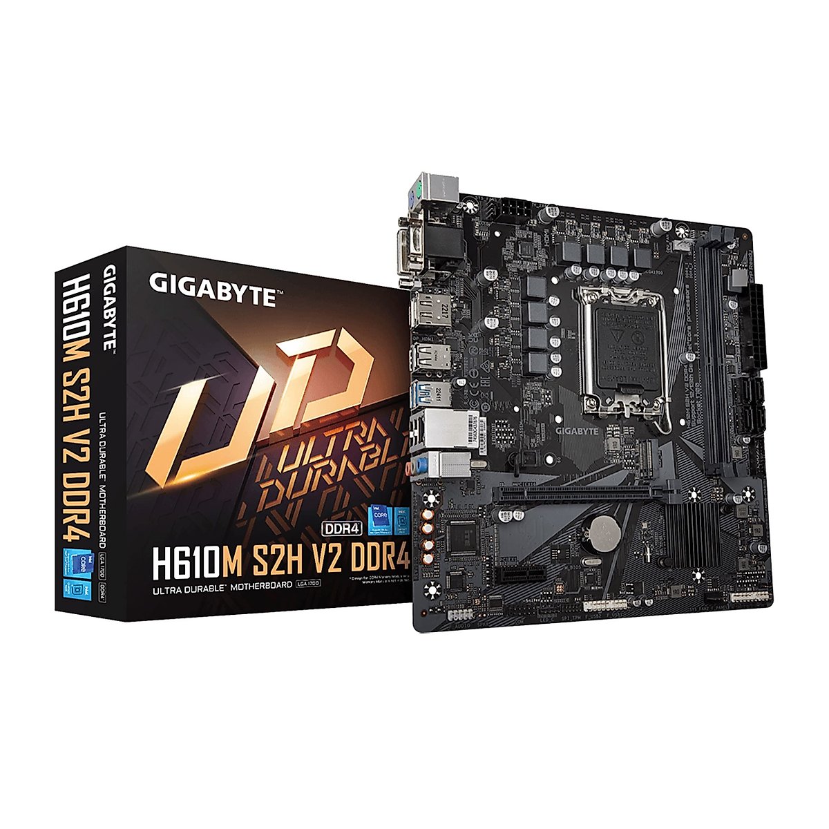 GIGABYTE H610M S2H DDR4 (H610/ Intel LGA 1700/ Micro ATX/ DDR4/ Single M.2/ PCIe 4.0/ USB 3.2 Gen1/ Realtek GbE LAN/Motherboard)