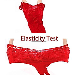 Walang Lip Women's Fishnet Chemise BobyStocking Babydoll Bodysuit Chemise Nightwear Mini Dress One Size (Red)