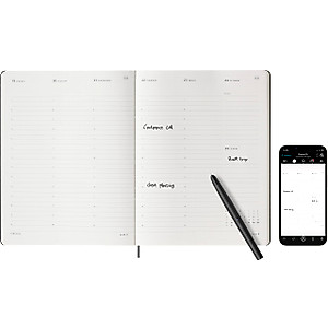Moleskine 12 Month 2024 PRO Smart Weekly Vertical Planner, Hard Cover, XL (7.5" x 9.5") Black - Compatible with Moleskine Pen+ (Sold Separately)