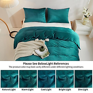 Delynvan Velvet Duvet Cover Queen, 3PCS Soft Fluffy Velvet Comforter Duvet Cover Set Queen Size, Luxury Bedding Velour Duvet Cover Zipper Closure, Queen Peacock Blue (No Comforter)