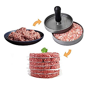Gladworts Hamburger Press Patty Maker Cast Aluminium + 100 Non-Stick Papers, Quarter Pound Burger Press Metal Burger Mold Presser, 1/4 lb, 4.5 inch