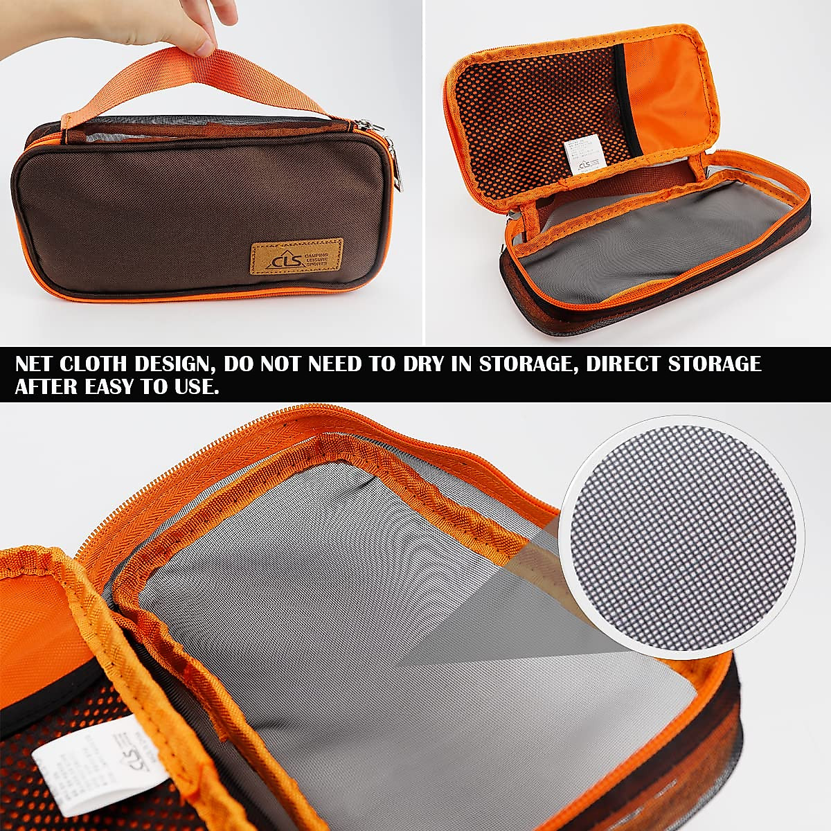 LNQ LUNIQI Cooking Utensil Storage Bag Grill Cookware Organizer Travel Set Portable Tableware Fork Spoon Chopsticks Organizer Tote for Outdoor Travel Picnic Camping（0range）