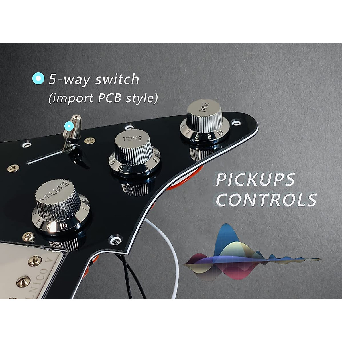 LAMSAM Prewired Pickguard with SSH Pickup Set, 3-ply Pick Guard Loaded Alnico V Single Coil Humbucker Pick-ups, Electric Guitar Scratchplate as Luthier Replacement Parts, Black-03