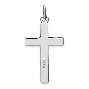 Solid 925 Sterling Silver Diamond-Cut Cross Pendant Charm
