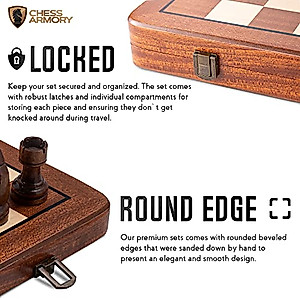 Chess Armory Premium Checkers and Chess Set - Wooden Board Game with a Portable Wood Case and Secure Storage for Pieces, Set for Kids and Adults (Sapele Wood)