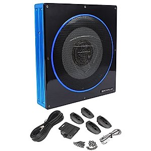 Rockville RW10CA 10" 800 Watt Slim Low Profile Active Powered Car Subwoofer Sub, Black