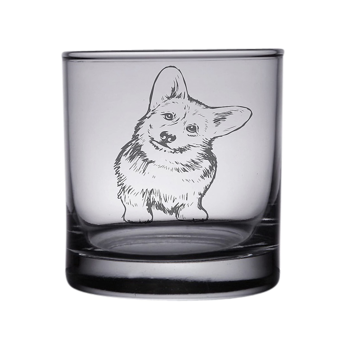 HullSpeed Designs Corgi Butt - 2 Sided Engraved Rocks & Whiskey Glasses (Set of 2)