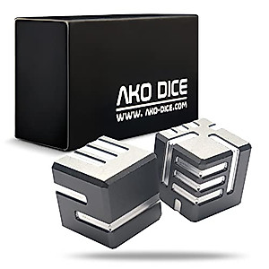 AKO DICE I - Gunmetal - Custom Metal dice Version 1 by AKO Dice. 16mm D6 Game dice with Redesign Concept.