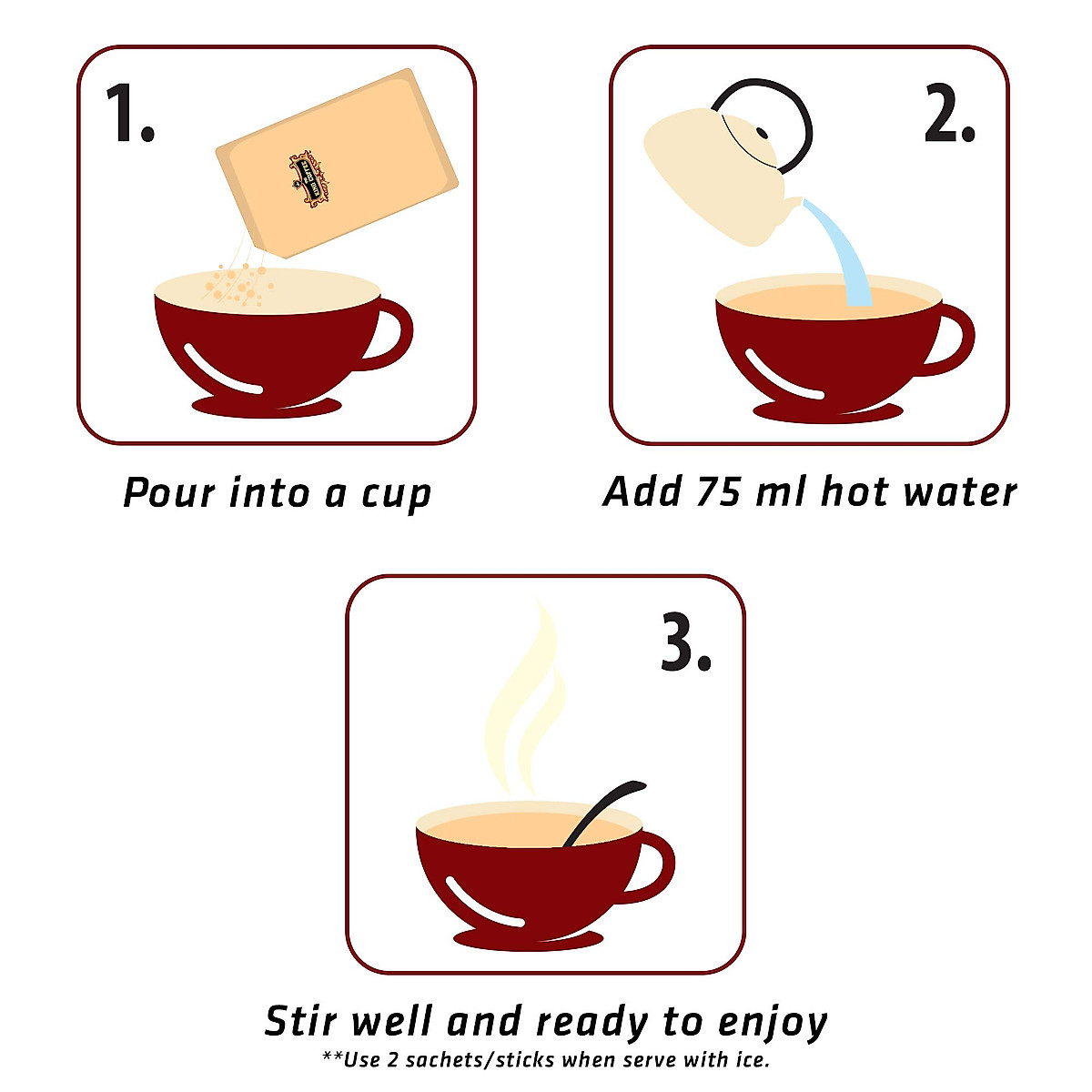 King Coffee Premium Instant Coffee - 3 in 1 Vietnamese Coffee Blend w/Creamer & Sugar - 88 Single Serve Instant Coffee Packets (1 Bag - 88 Sticks)