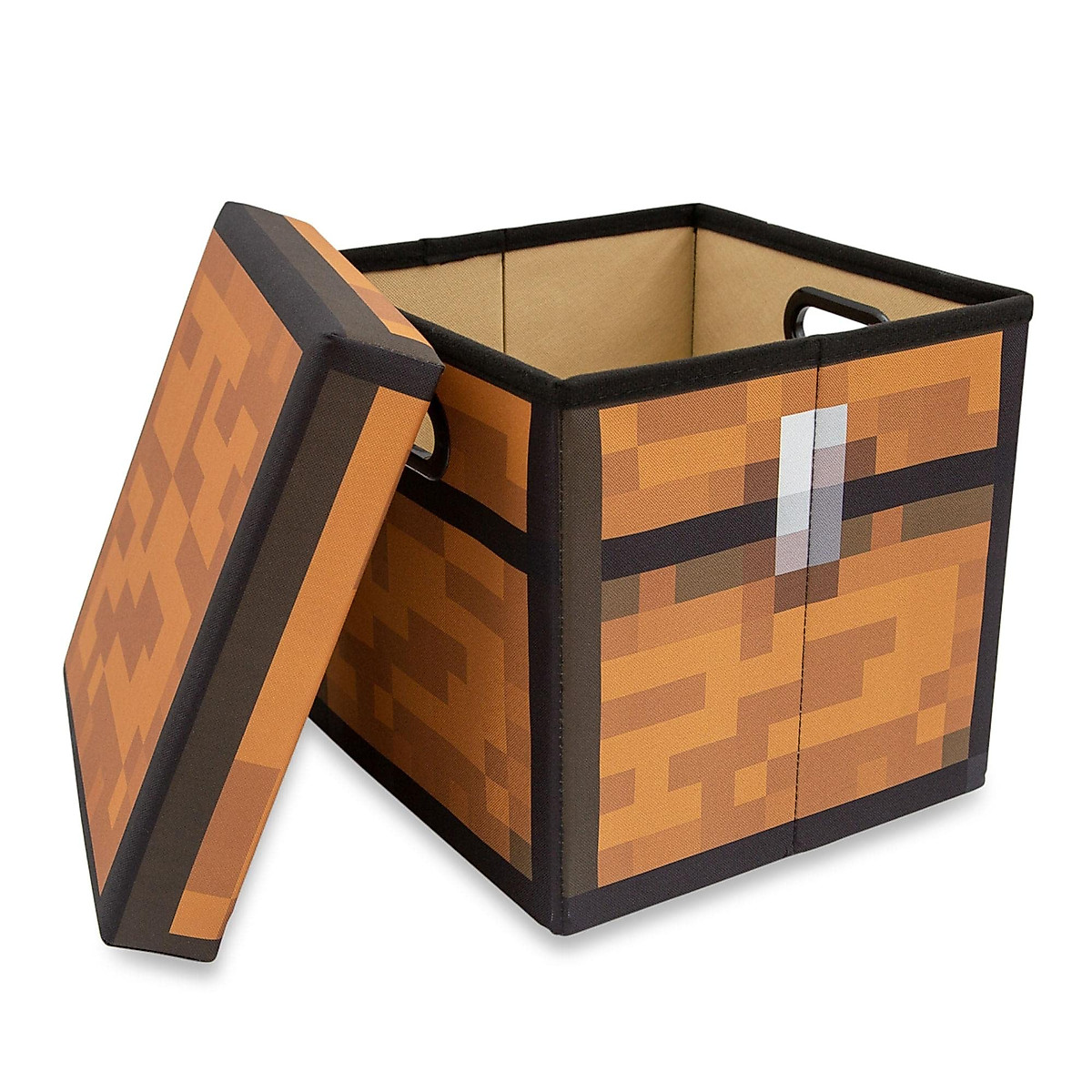 Minecraft Brown Chest 13-Inch Storage Bin Chest With Lid | Foldable Fabric Basket Container, Cube Organizer With Handles, Cubby For Shelves, Closet | Home Decor Essentials, Video Game Gifts