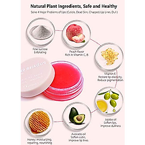 Lip Scrub, (Peach) Lip Scrubs Exfoliator & Moisturizer, Vegan Cruelty-Free Lip Sugar Scrub, Natural Gentle Lip Treatment, Dry Lip Treatment Polish & Lip Exfoliator by Samnyte