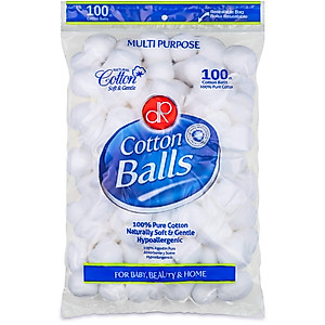 DecorRack 100 Cotton Balls, 100% Pure Cotton for Nail Polish and Make-Up Removal, Applying Oil Lotion or Powder, Perfect for Multi-Purpose Use, Soft and Absorbent (100 Count)