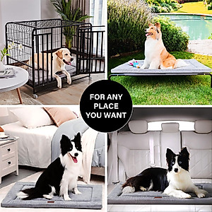 WESTERN HOME Dog Bed for Crate, High Resilience Foam Dog Crate Mat Kennel Pad with Soft Wavy Plush, Comfortable Anti-Slip Washable Large Dog Bed for Large Medium Small Dogs & Cats, Grey