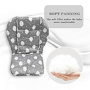 Twoworld High Chair Cushion, Large Thickening Baby High Chair Seat Cushion Liner Mat Pad Cover Breathable (Gray Clouds)