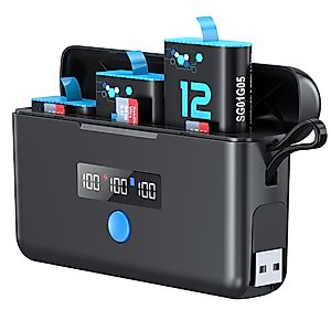 TOMSHEIR 2000mAh (3-Pack) Batteries for GoPro Hero 9/10/11/12 and 3-Channel Storage Charger Fully Compatible with Gopro Hero 5/6/7/8 9/10/11/12 Official Battery