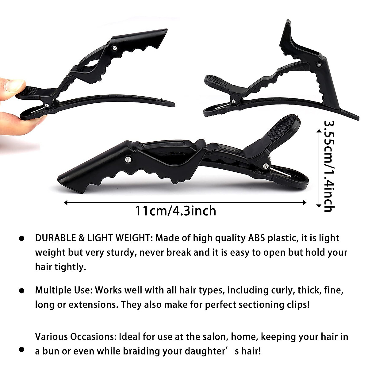 39 Pcs Butterfly Hair Clips Set with Non-slip Grip - Alligator Croc Clips, 3 Rat Tail Combs for Sectioning and Styling Hair Salon Tool for Girls