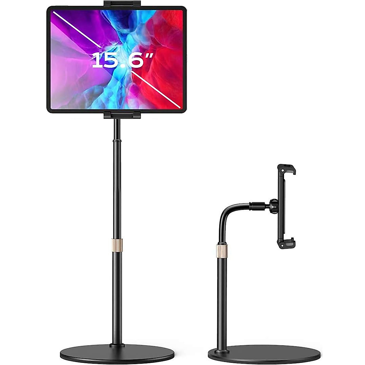 LISEN for iPad Stand for Desk Portable Monitor Stand Adjustable Tablet Stand, Thick Case Friendly iPad Pro Holder Fits(4.7"-15.6") iPad Pro 12.9/10.9/10.2 Air Mini 4 3 2 Fire Tab Nexus Kindle, Black