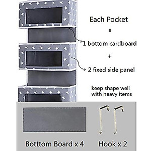 Baby Organizer Baby Over Door Organizer Nursery Closet Canbinet Baby Storage Bedroom Wall Hanging Storage 4 Clear Window Pocket Wall Mount Storage Organizer with 2 Mental Hooks