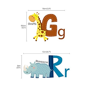 DECOWALL DS-8002 Animal Alphabet Kids Wall Stickers Wall Decals Peel and Stick Removable Wall Stickers for Kids Nursery Bedroom Living Room (Small) Decor
