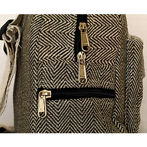 Handmade Hemp Mini Backpack For Women Girls Purse Cute Eco Friendly Light Weight Washable Small Bag for everyday lives (DARKGREEN)