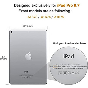 MoKo Case Fit iPad Pro 9.7 with Apple Pencil Holder - Slim Lightweight Smart Shell Stand Cover Case with Auto Wake/Sleep Fit Apple iPad Pro 9.7 Inch 2016 Tablet, Black