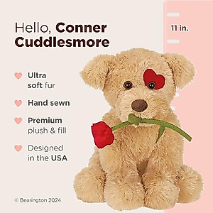 Bearington Conner Cuddlesmore The Valentine's Stuffed Animal, 11 Inch Stuffed Animal Dog, Ideal for Valentine's Day Gifts