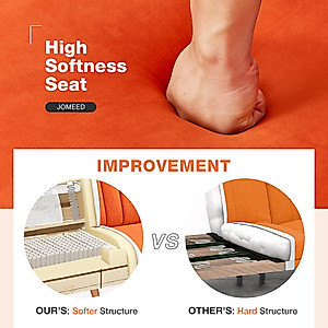 JOMEED 65" Velvet Loveseat Sofa,Modern Couch for Living Room,Futon Sofa Bed with Adjustable Backrest for Small Spaces,Dorm,Apartment