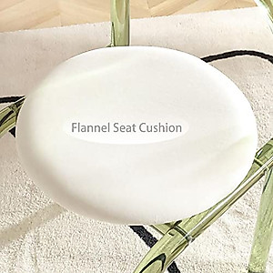 EYCIEROT Acrylic Chair, Vanity Stool, Flannel Seat Cushion, Transparent Lounge Chair, Office Chair, Outdoor Garden Dining Chair,White