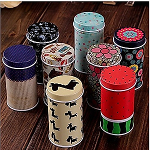 GracesDawn Set of 8 Home Kitchen Storage Containers Colorful Tins Round Tea Tins