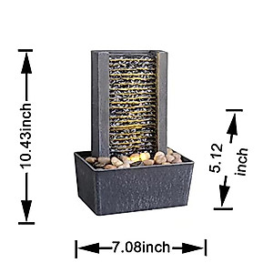 Haobos 10.4" Decorative Indoor Fountain Meditation Gurgling Water Fountain Home/Office Decor with Led Light/Cobbles(180041A)