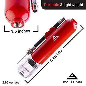 Sports Stable Dual Action Ball Pump Comes with 5 Standard Needles and 2 Plastic Adaptors for Your Football, Basketball, Soccerball, Volleyball, Handball