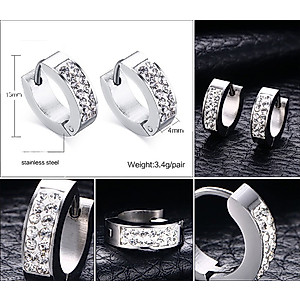 Stainless Steel Womens Mens Hoop Earrings Huggie Earrings CZ Piercings Hypoallergenic 18G (2pair Gold&Silver)