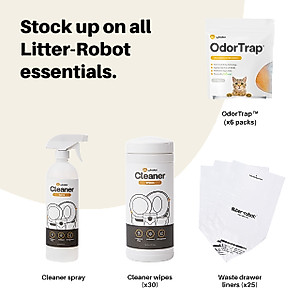 Litter-Robot Supply Kit by Whisker - Includes 30 Cleaner Wipes, 25 Waste Drawer Liners, Cleaner Spray & 6 OdorTrap Refill Packs, For Use with Litter-Robot, the Self-Cleaning Cat Litter Box