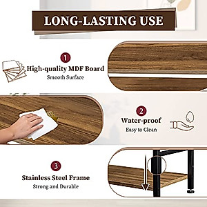 Washsemba 70.8 inch Tall Arched Bookshelf, 6-Tier Open Shelves Arched Bookcase with Adjustable Foot Pads,Industrial Style Storage Rack for Home Office(Black) (6 Tier,Brown)