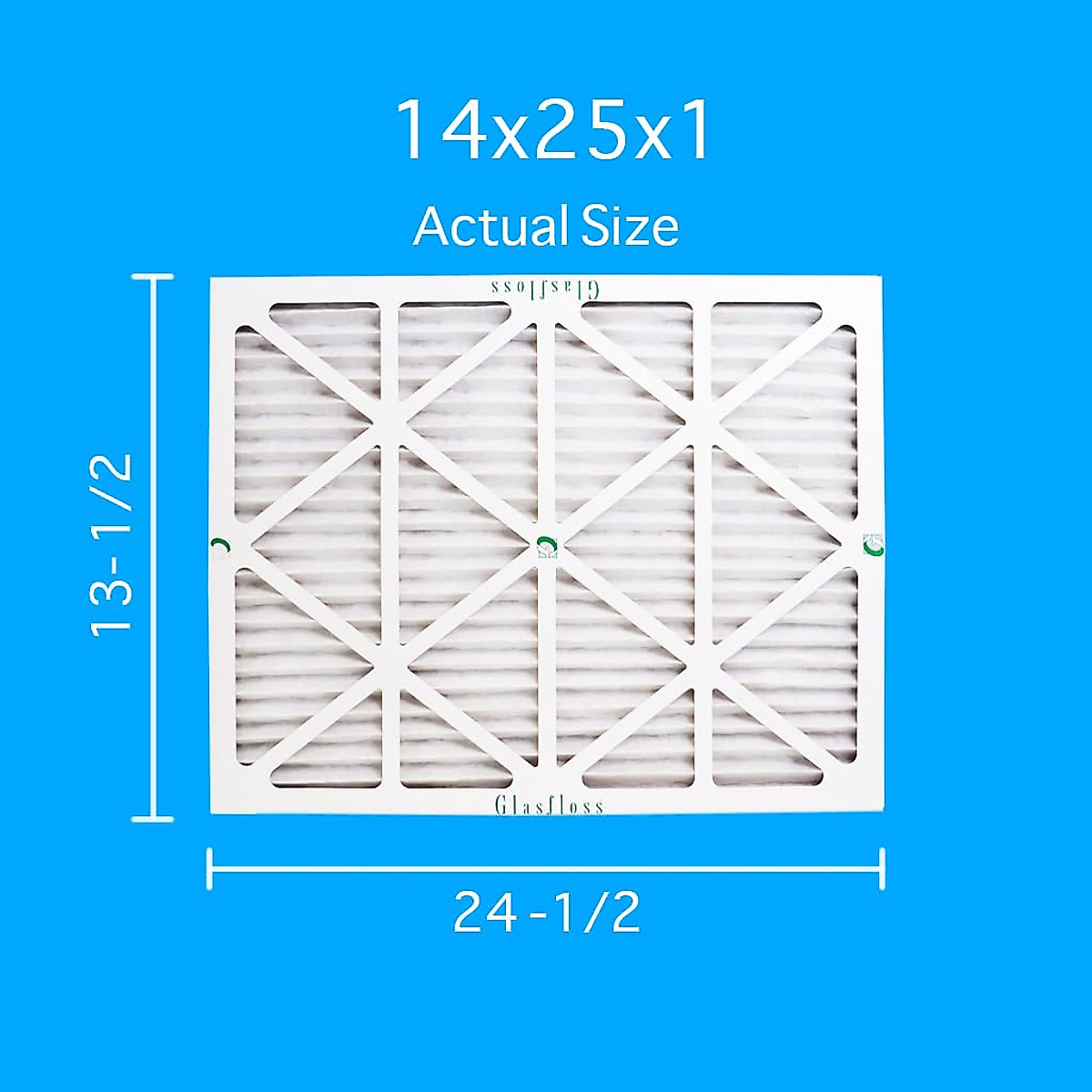 Glasfloss 14x25x1 Pleated Air Filter, ZL Series, MERV 10 - Actual Size: 13 1/2 x 24 1/2 x 7/8 (Box of 6)
