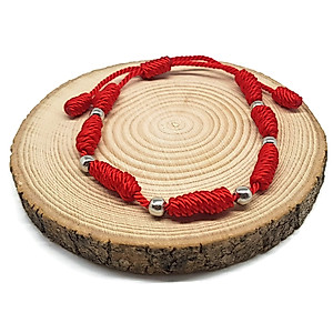 MYSTIC JEWELS by Dalia – Kabbalah Bracelet – 7 Knots of Red Thread with Balls – Unisex – Adjustable – Eye Protection – Good Luck