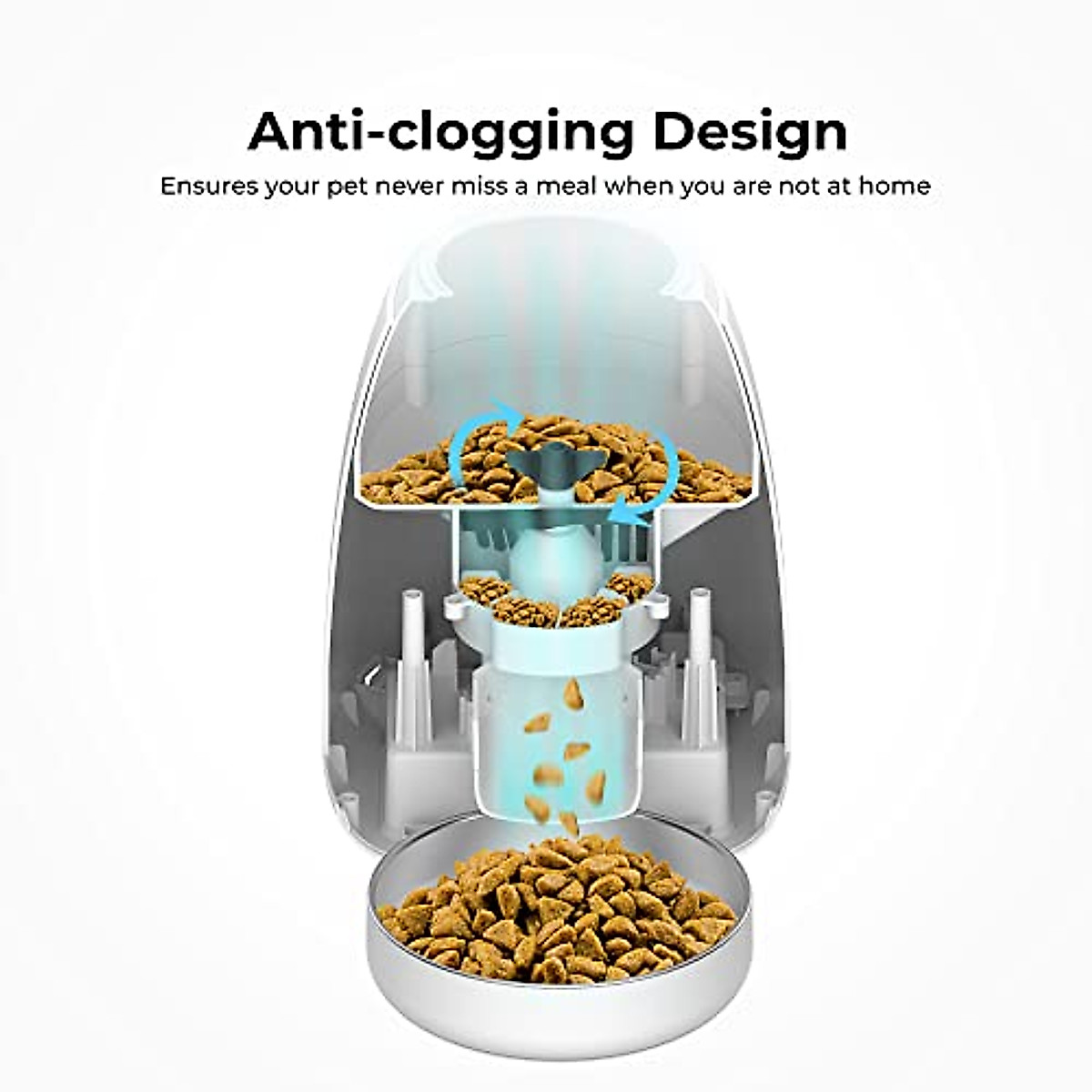 DOGNESS Automatic Cat Feeders, Smart Feeder for Cats, Timed Cat Feeder with Desiccant Bag for Pet Dry Food, Programmable Portion Control 1-4 Meals per Day & 10s Voice Recorder for Cats Dogs 2L, White