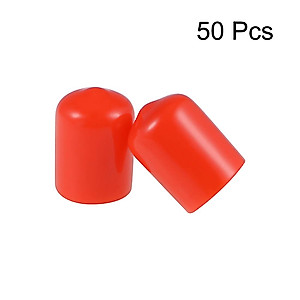 uxcell 50pcs Rubber End Caps 1/2-inch(13mm) ID Vinyl Round Tube Bolt Cap Cover Screw Thread Protectors Red